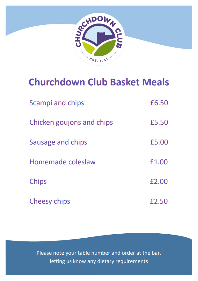 Menus | Churchdown Club